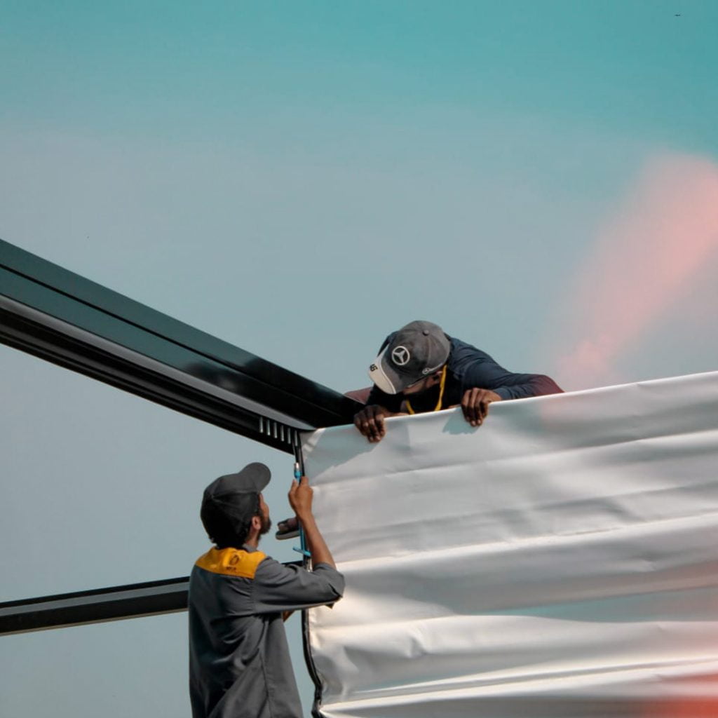 Retractable Glass Sliding Roof System | Fabric Canopy for Pergola | Hekur